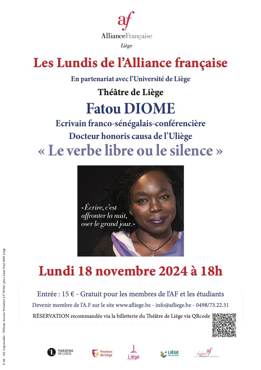18 novembre 2024 Fatou DIOME Théâtre de Liège - Alliance française de Liège
